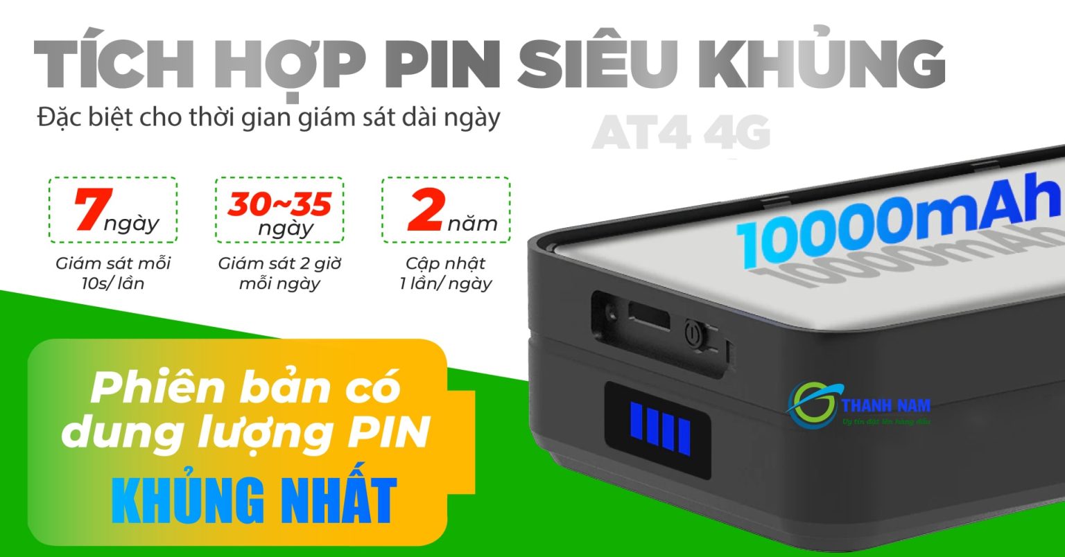 Thiết Bị Định Vị GPS AT4 Chip 4G Không Dây, Pin Khủng 30 Ngày